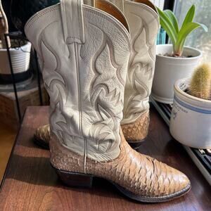 Nocona | Shoes | Vintage Nocona Python Cowboy Boots Mens Size 85 Cream ...